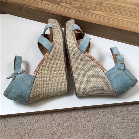 Toms | Shoes | Toms Light Blue Suede Heels | Poshmark